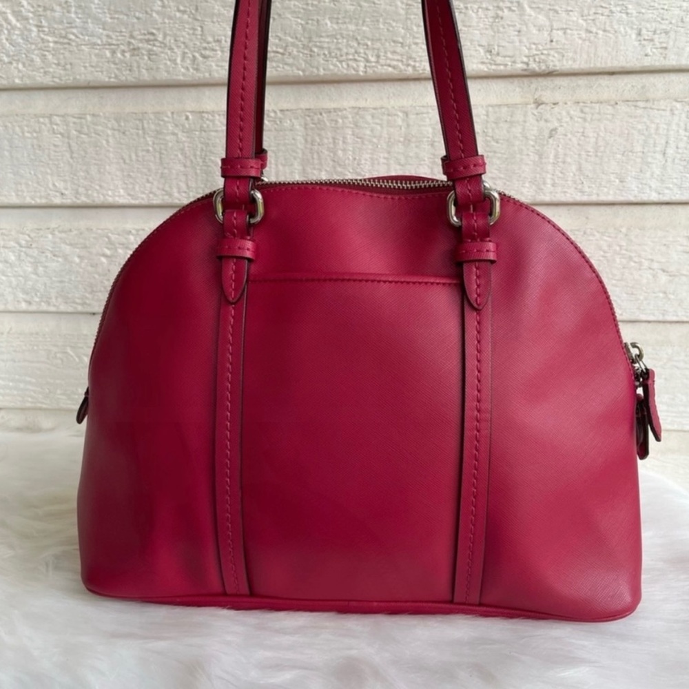 Coach Peyton Red Berry Saffiano Leather Dome - Gem